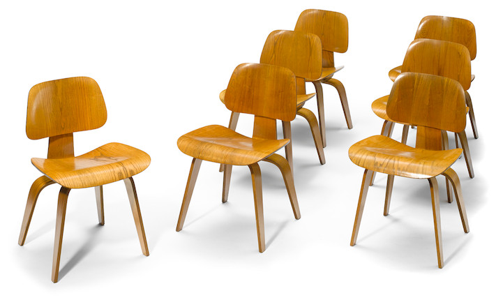 Bonhams : A group of seven Charles and Ray Eames laminated calico ash ...