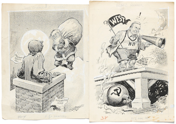 Bonhams : Six Bruce Russell political cartoons