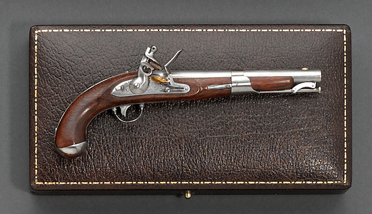 Bonhams : A cased miniature U.S. Model 1819 flintlock martial pistol by ...