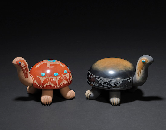 Bonhams : A San Ildefonso redware sgraffito turtle