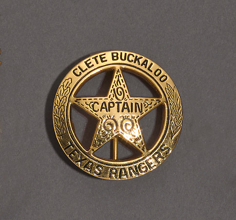 Bonhams : A gold Texas Rangers badge worn by Captain Clete Buckaloo