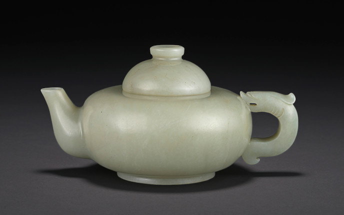 Bonhams : A celadon jade teapot
