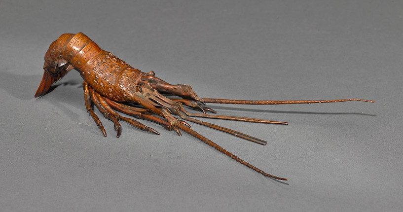 Bonhams : An articulated copper model of a crayfish Meiji period, late ...