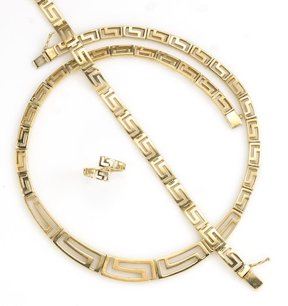 Bonhams : A collection of 14k gold Greek key motif jewelry