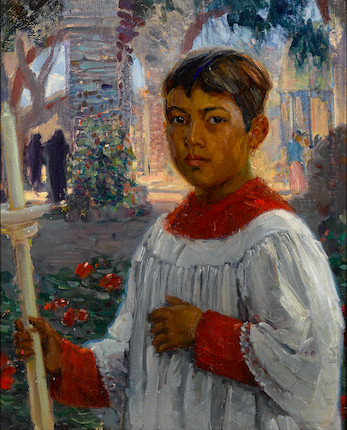 Bonhams : Joseph Kleitsch (1882-1931) Altar boy 27 x 22in