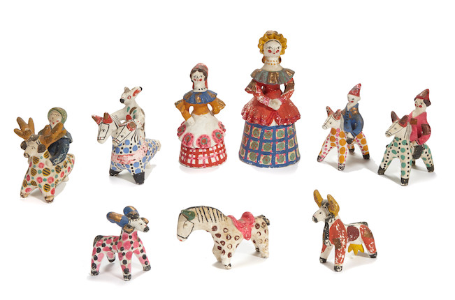 Bonhams : A group of clay Russian Dymkovo dollsDymkovo village, Russia ...