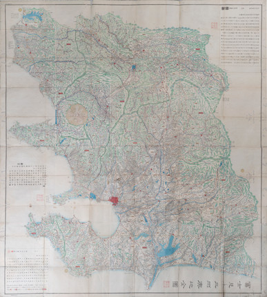 Bonhams : JAPANESE MAP. AKIYAMA, NAGATOSHI. Fujimi jusanshu yochi zenzu ...