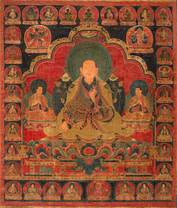 Bonhams : A portrait thangka of Sachen Kunga Nyingpo Tibet, Ngor ...