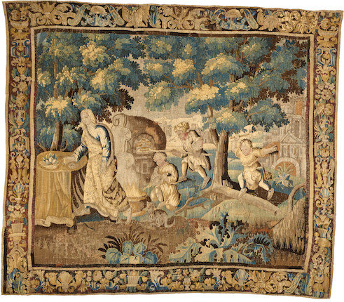 Bonhams : A French Baroque genre tapestry late 17th/ early 18th century