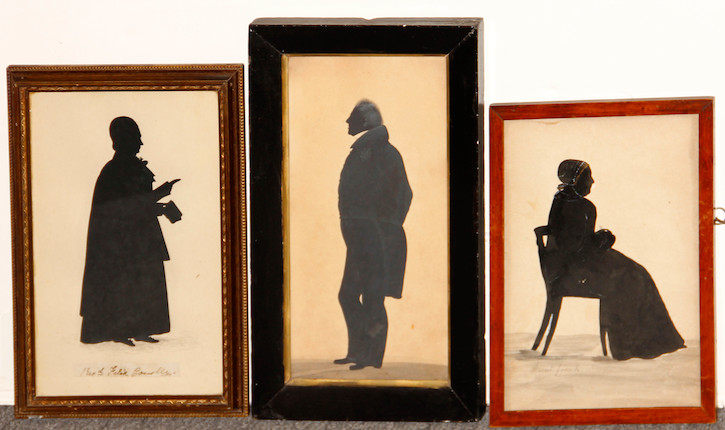 Bonhams : Three painted and cut paper silhouette portraits early 19th ...