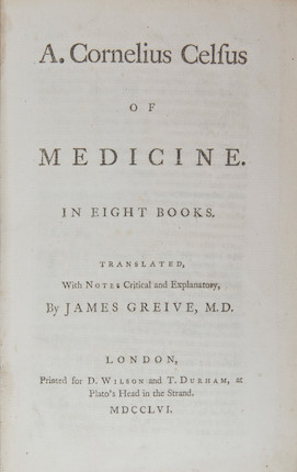 Bonhams : CELSUS, AULUS CORNELIUS. c.25 b.c.-c.50. Of medicine. In ...