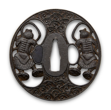 Bonhams : An iron Tetsugendo school tsuba Edo period (18th century)