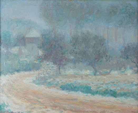 Bonhams : Theodore Earl Butler (American, 1861-1936) Mill in the Snow ...