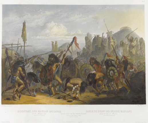 Bonhams : BODMER, KARL. 1809-1893. Bison-Dance of the Mandan Indians in ...