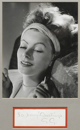 Bonhams : A Greta Garbo autograph sentiment