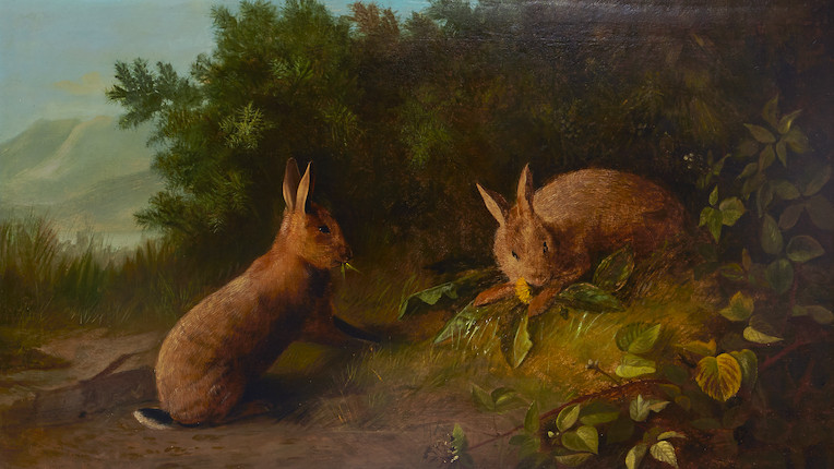 Bonhams : John Bucknell Russell (British, born circa 1819-1893) Rabbits ...