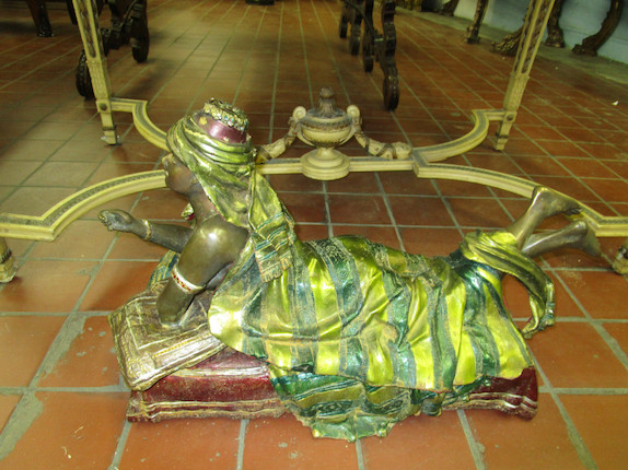 Bonhams : A cold painted and parcel gilt bronze erotic figure of a ...