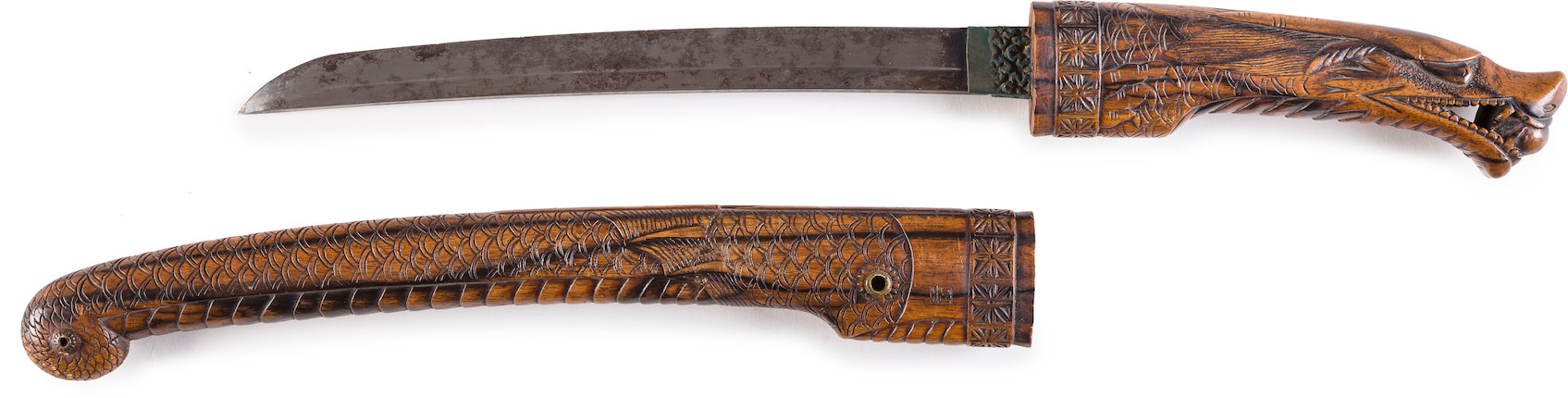 Bonhams : Captured Japanese Stabbing Sword with Carved Wooden Scabbard ...
