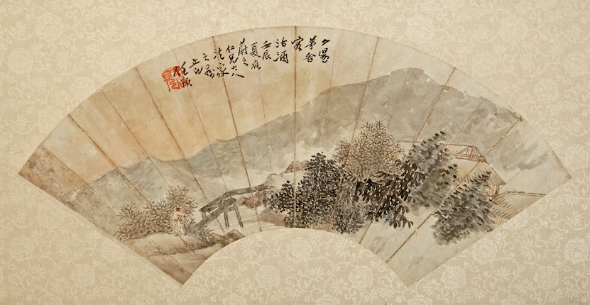 Bonhams : Wang Fang (1799-1877) and Ren Yu (1853-1901) Two Landscapes