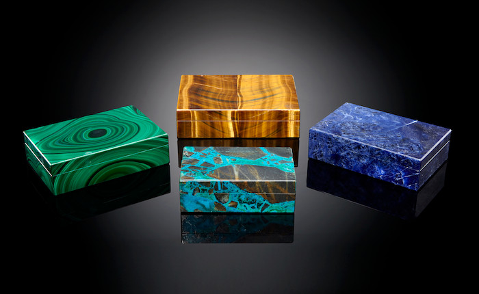 Bonhams : Group of Four Inlaid Gemstone Boxes