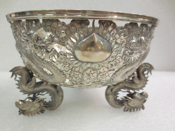 Bonhams A Chinese Export Silver Pierced Footed Bowl By Hung Chong