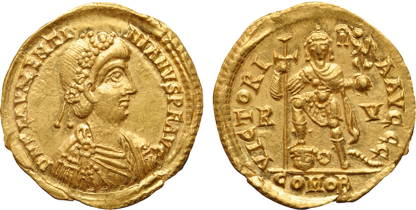 Bonhams : Western Roman Empire, Valentinian III, AV Solidus, 425-455 A ...