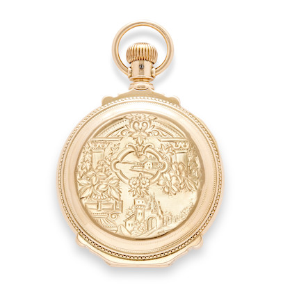 Bonhams : An unusual 14K multicolored gold watch case with duck hunting ...
