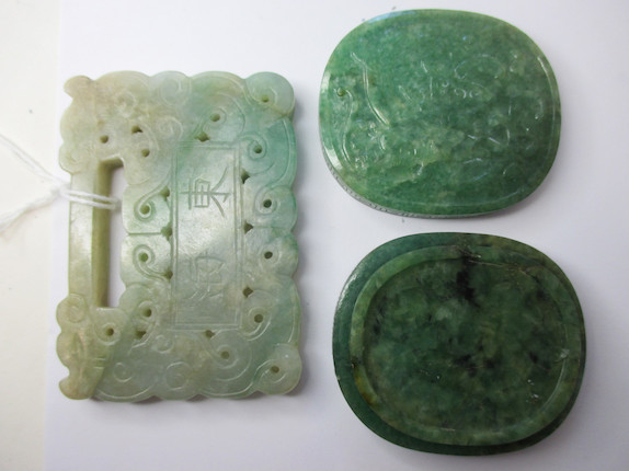 Bonhams : A group of six nephrite and jadeite carvings