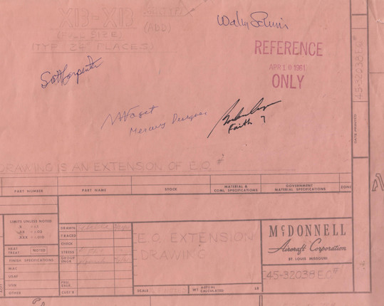 Bonhams : MERCURY HEAT SHIELD DRAWING BLUEPRINT, SIGNED SIGNATURES ...