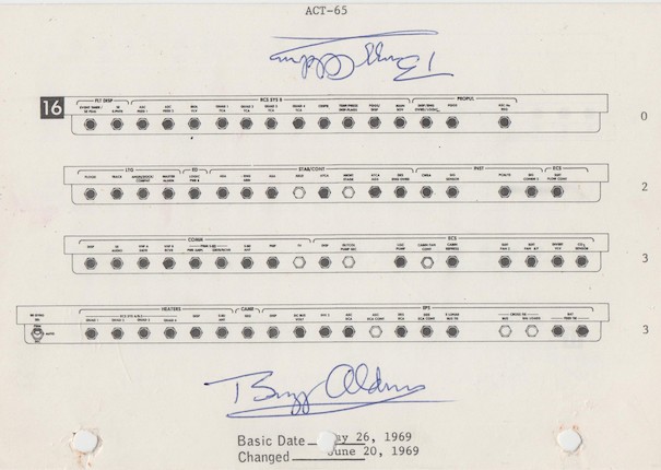 Bonhams Flown Apollo 11 Checklist Sheet Taken To The Lunar Surface