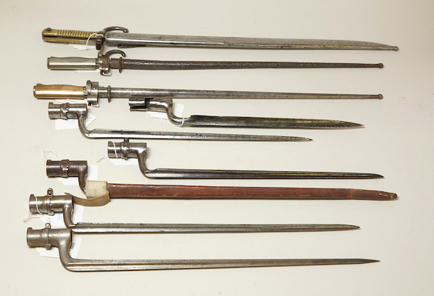 Bonhams : A lot of nine French bayonets