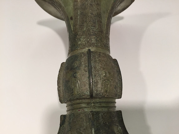 Bonhams : An inscribed archaic bronze ritual wine vessel, gu Late Shang ...