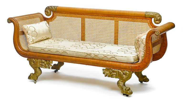 Bonhams An American Classical Tiger Maple And Parcel Gilt Cane