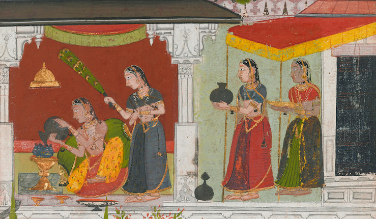 Bonhams : AN ILLUSTRATION FROM A RAGAMALA SERIES BHAIRAVI RAGINI MEWAR ...