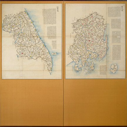 Bonhams : A ten-panel map screen of Korea Joseon Dynasty (1392-1897 ...