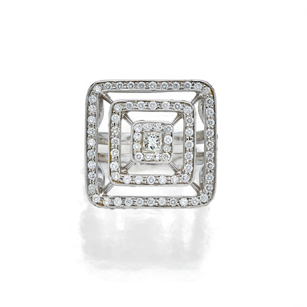 Bonhams : A diamond and white gold pyramid ring