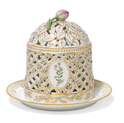 Bonhams : A Royal Copenhagen porcelain Flora Danica ice cream dome on ...