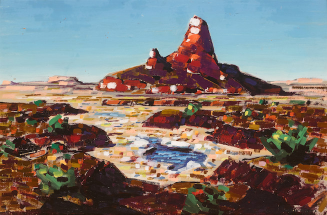 Bonhams : Conrad Buff (1886-1975) Desert scene, late afternoon 16 x 24 ...