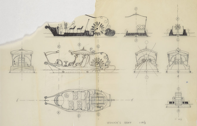 Bonhams : A large lot of Harper Goff drawings of the Wonkamobile for ...