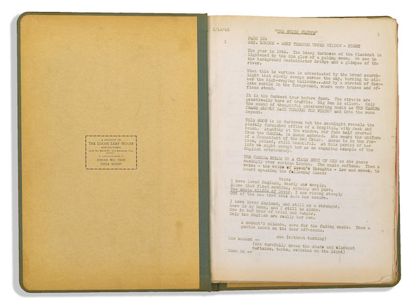 Bonhams : A Ramsay Hill screenplay of The White Cliffs Of Dover