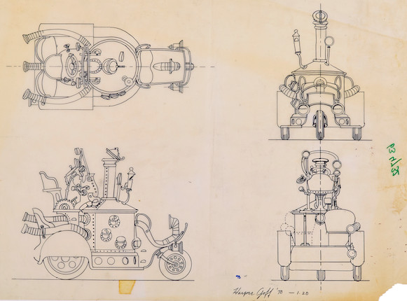Bonhams : A large lot of Harper Goff drawings of the Wonkamobile for ...