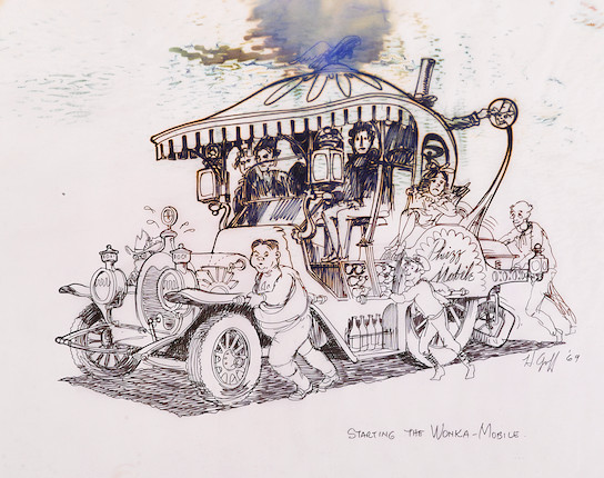 Bonhams : A large lot of Harper Goff drawings of the Wonkamobile for ...