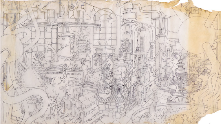 Bonhams : A Harper Goff production drawing of the Inventing Room for ...