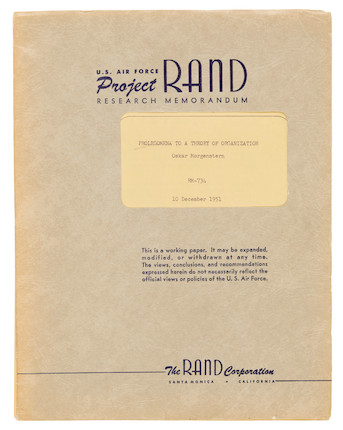 Bonhams : MORGENSTERN, OSKAR. 1902-1977. Prolegomena to a theory of ...