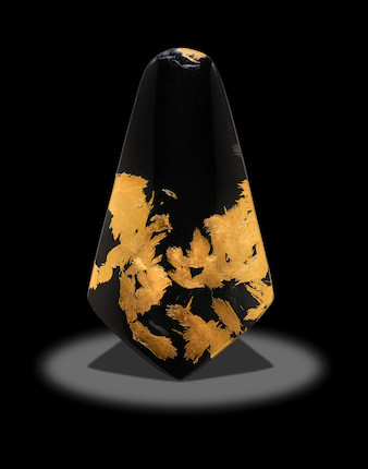 Bonhams : California Black Jade with 24K Gold Plated Magnetite Inclusions