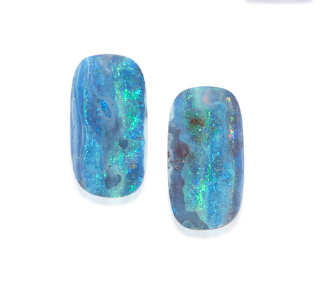 Bonhams : Pair of Indigo Blue Boulder Opals