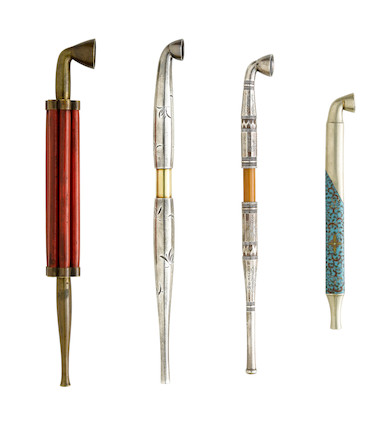 Bonhams : A silver and gold Kiseru, a silver and bamboo kiseru, an ...
