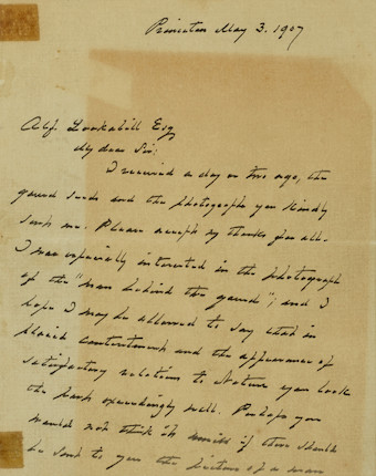 Bonhams : GROVER CLEVELAND LETTER TO GOURD MUSEUM CURATOR. CLEVELAND ...