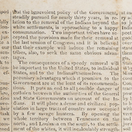 Bonhams : ANDREW JACKSON ANNOUNCES HIS INFAMOUS INDIAN REMOVAL POLICY ...