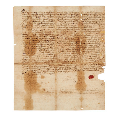 Bonhams : THE SALEM MARTYR. COREY, GILES. 1611-1692. Autograph Document ...